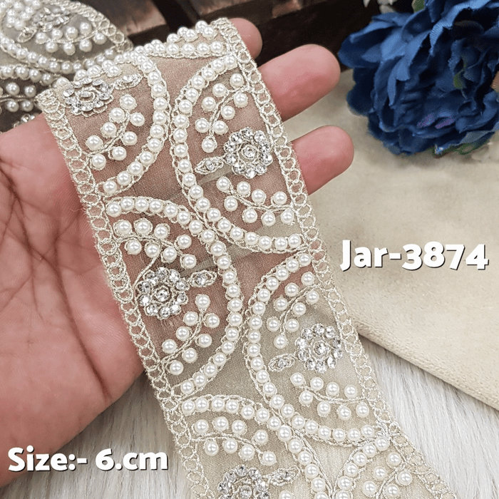 Golden Silver Pearl Stone Laces