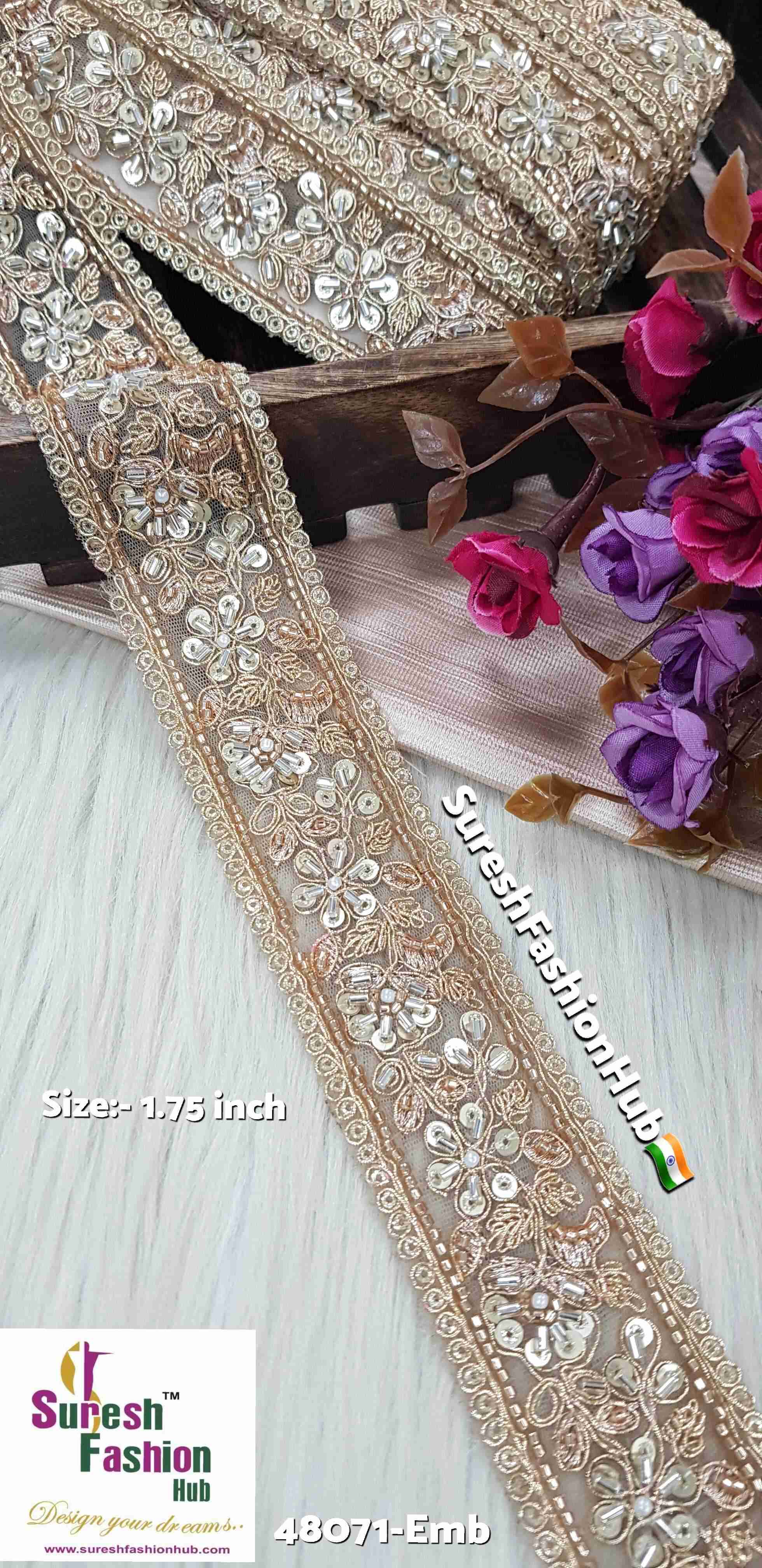 Rose Gold Zari Dori Embroidery Border Lace