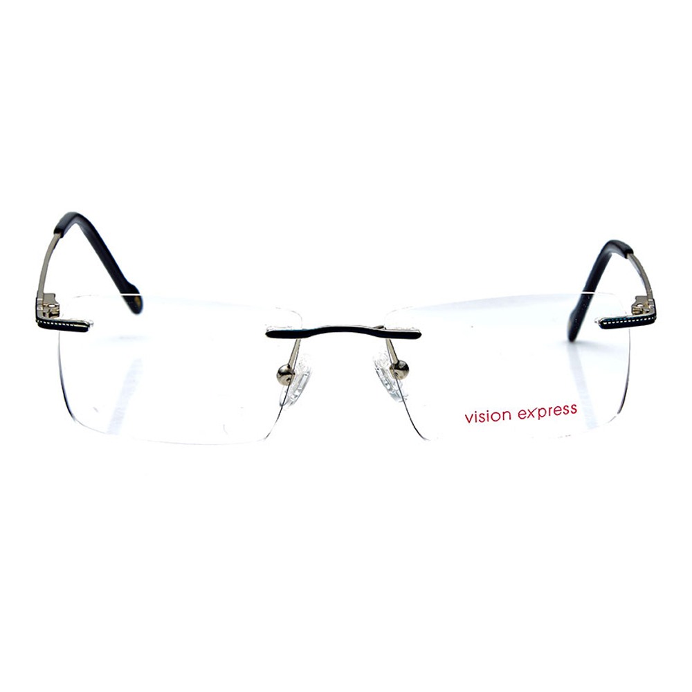 Rimless Metal Rectangle Blue Men Medium Vision Express 29476 Eyeglasses