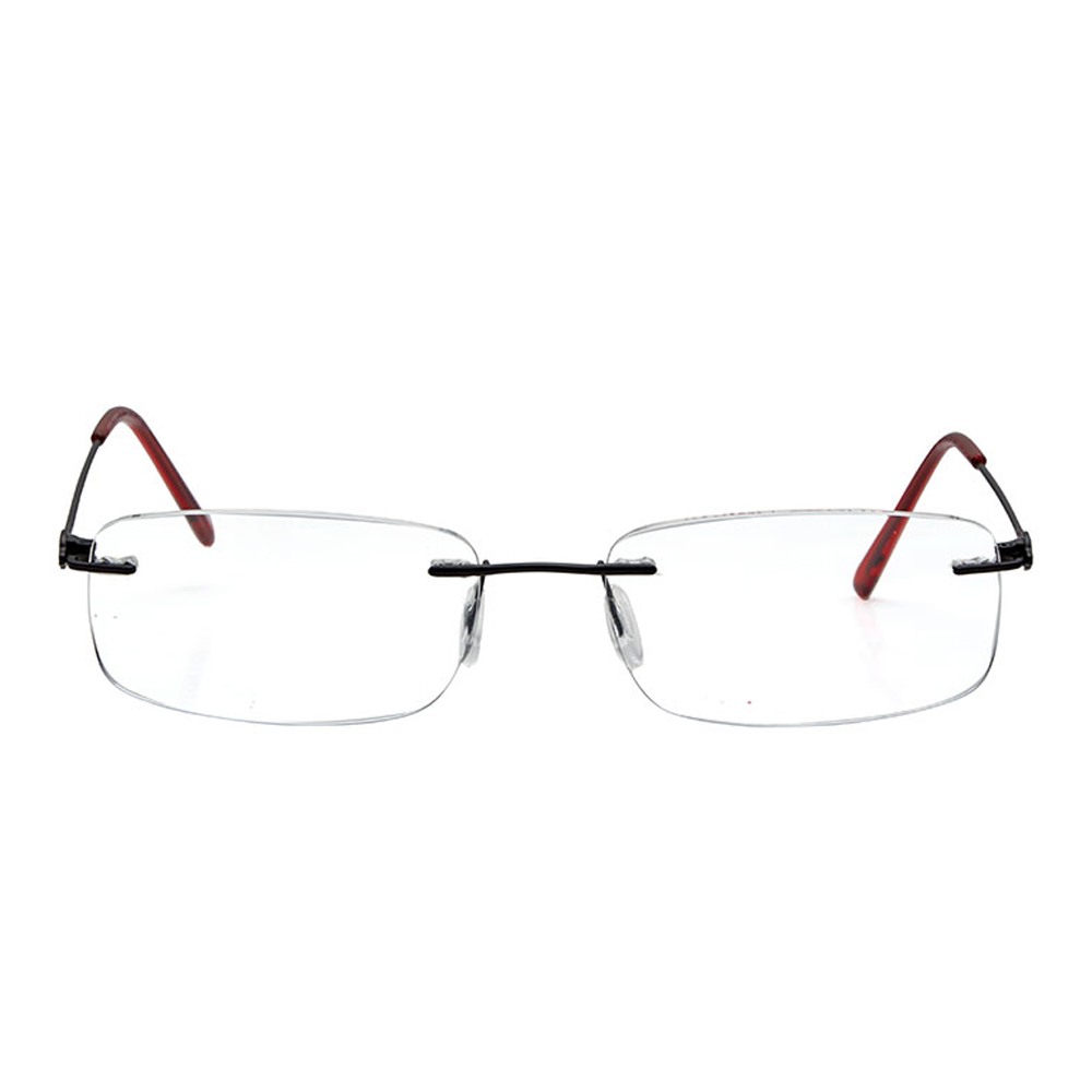 Rimless Metal Rectangle Black Men Medium Vision Express 12048 Eyeglasses