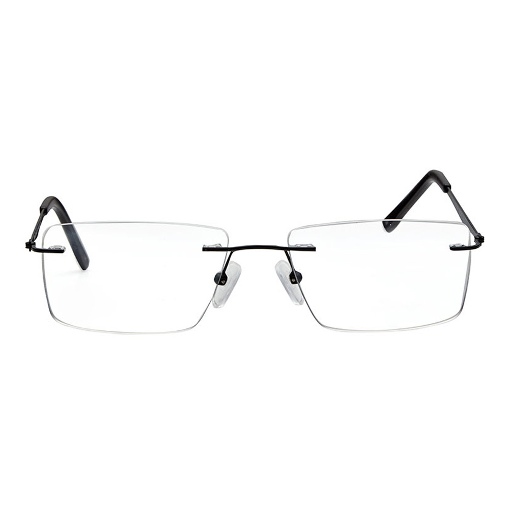 Rimless Metal Rectangle Black Men Medium Vision Express 29482 Eyeglasses