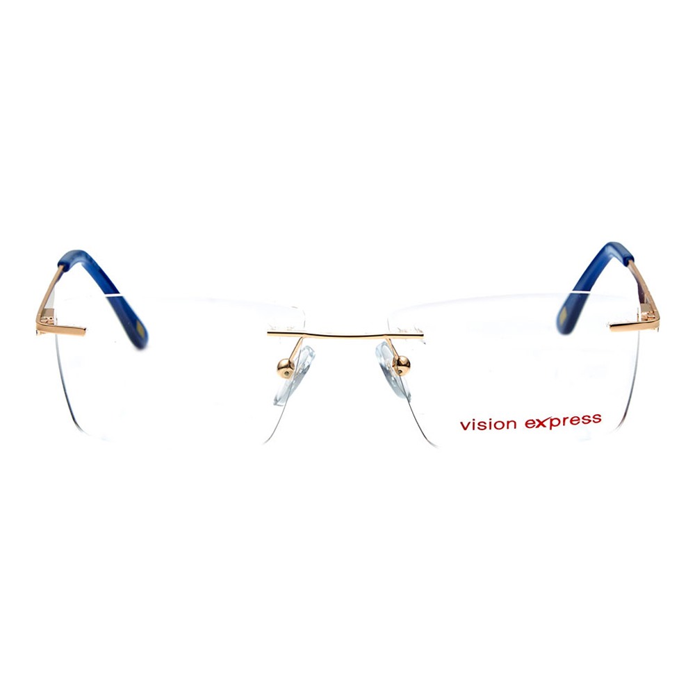 Rimless Metal Rectangle Gold Men Medium Vision Express 29506 Eyeglasses