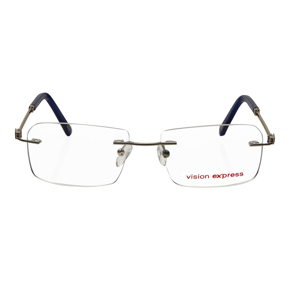 Rimless Metal Rectangle Silver Men Medium Vision Express 12075 Eyeglasses