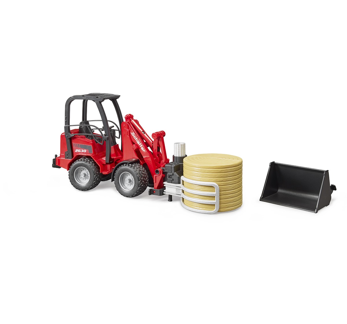 Bruder Schäffer Compact Loader 2630 With Bale Gripper+1 Round Vehicles ...
