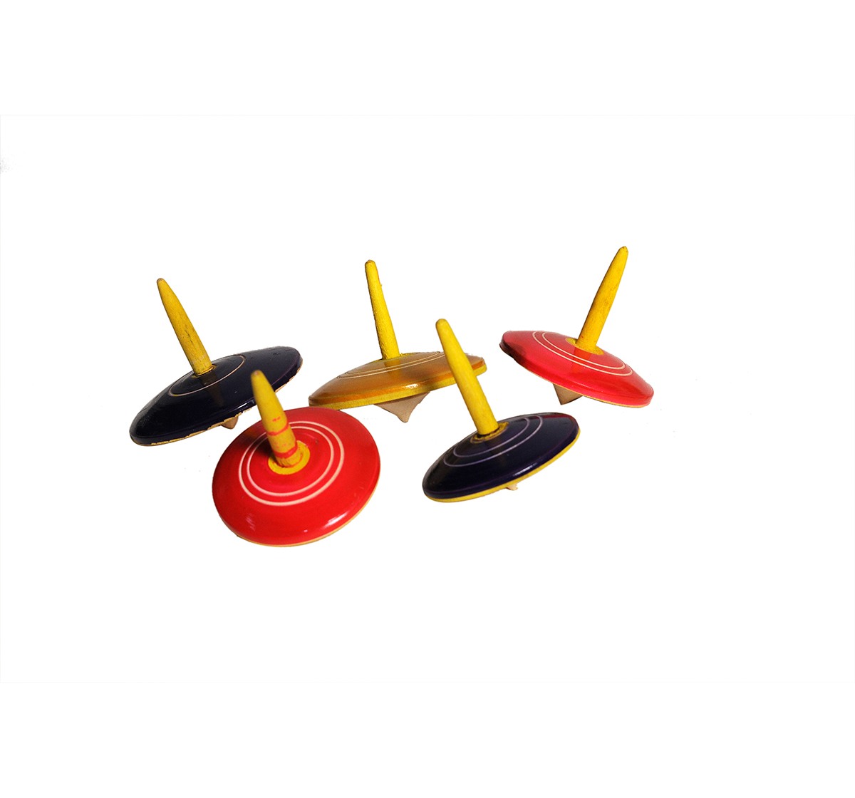 Craft & Culture Wooden Firki Set Of 5 Assorted Wooden Toy for Kids age 4Y+