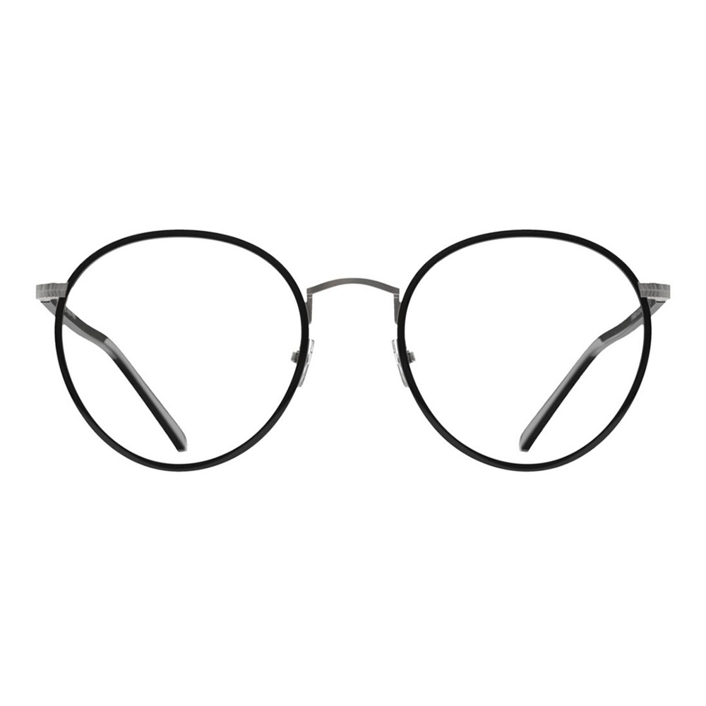Full Rim Stainless Steel Round Black Male Medium Heritage Heom0035 Eyeglasses