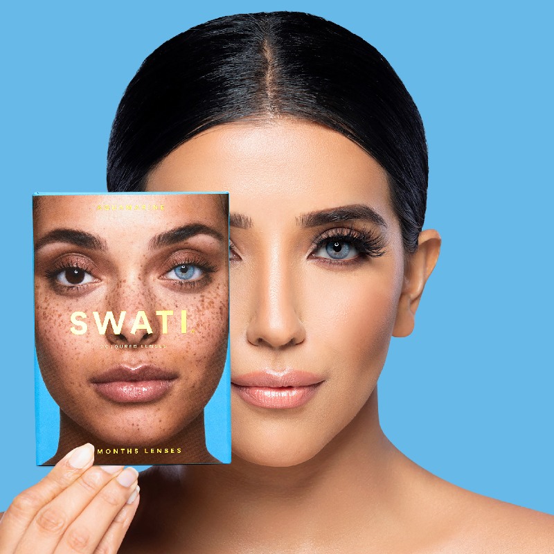 Coloured Contact Lenses Aquamarine - 6 Months • Power -2.75