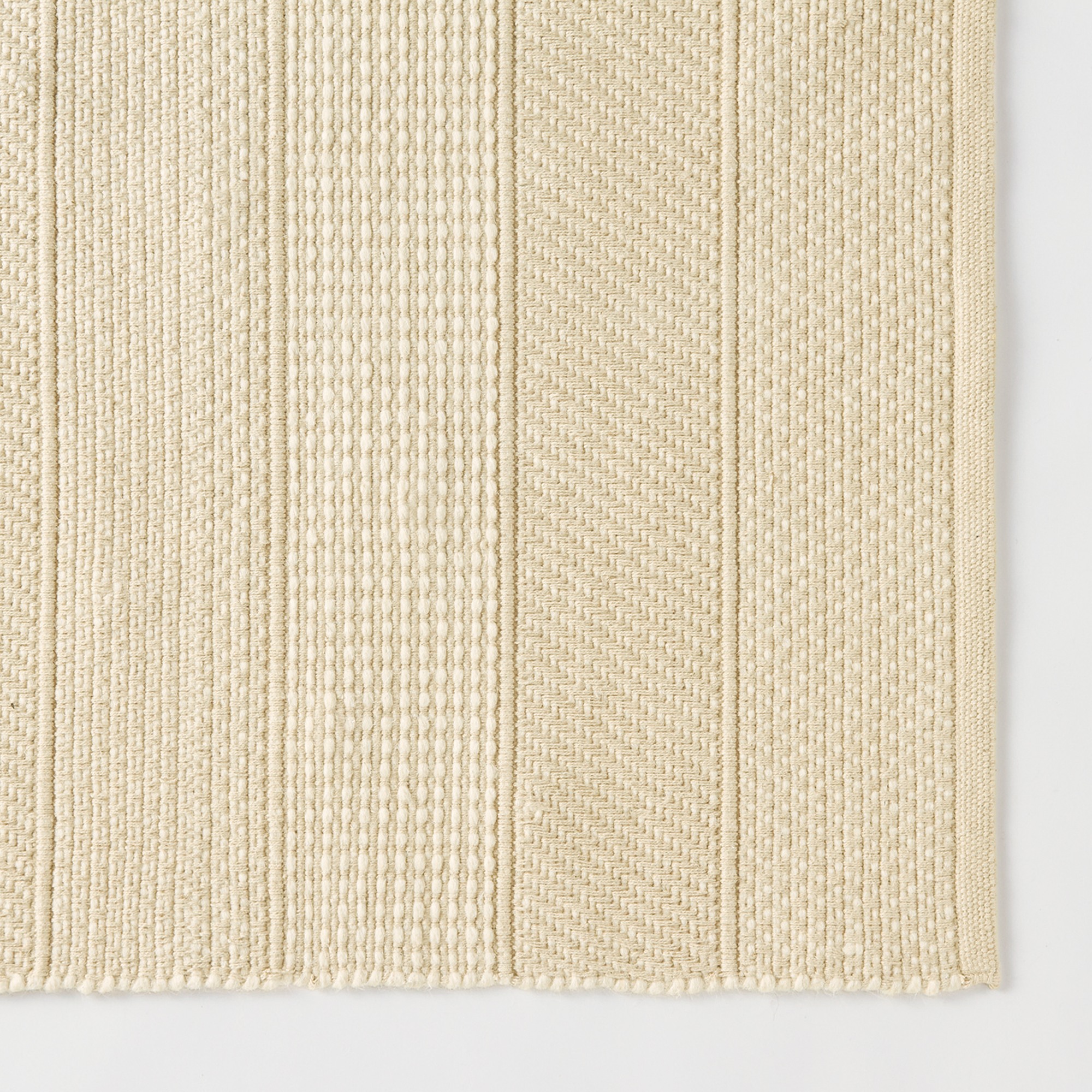 WOOL COTTON HANDWOVEN MAT ECRU PATTERN BORDER