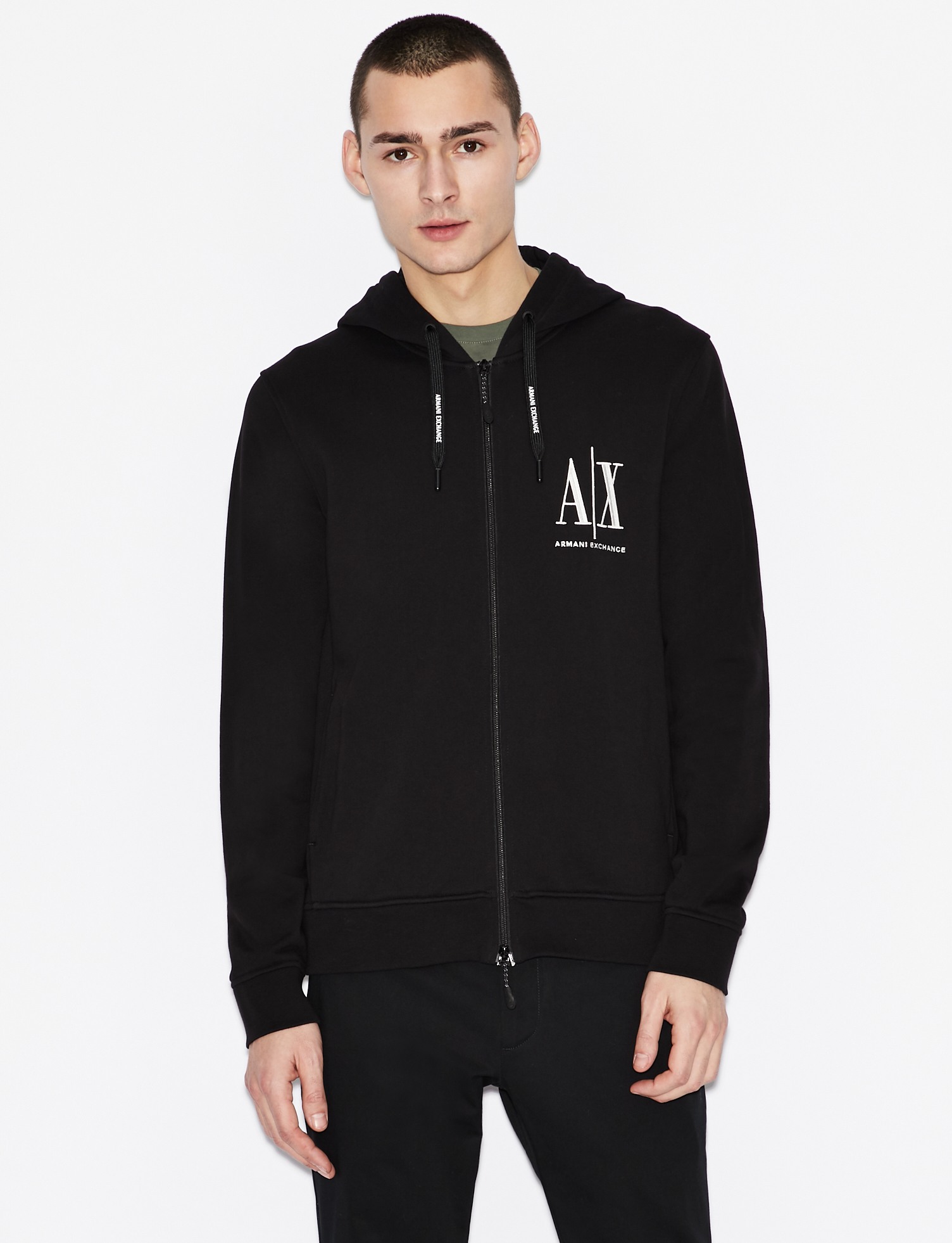 Front Open Zip-Up Sweatshirt with Embroidered Icon Logo & Hoodie