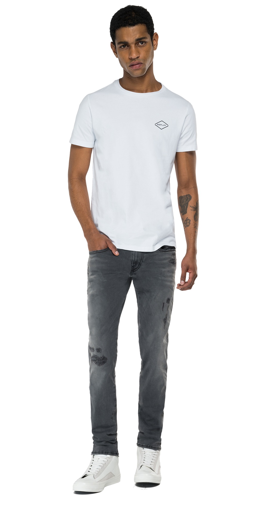 10 OZ BLACK HYPERFLEX SLIM FIT DENIM