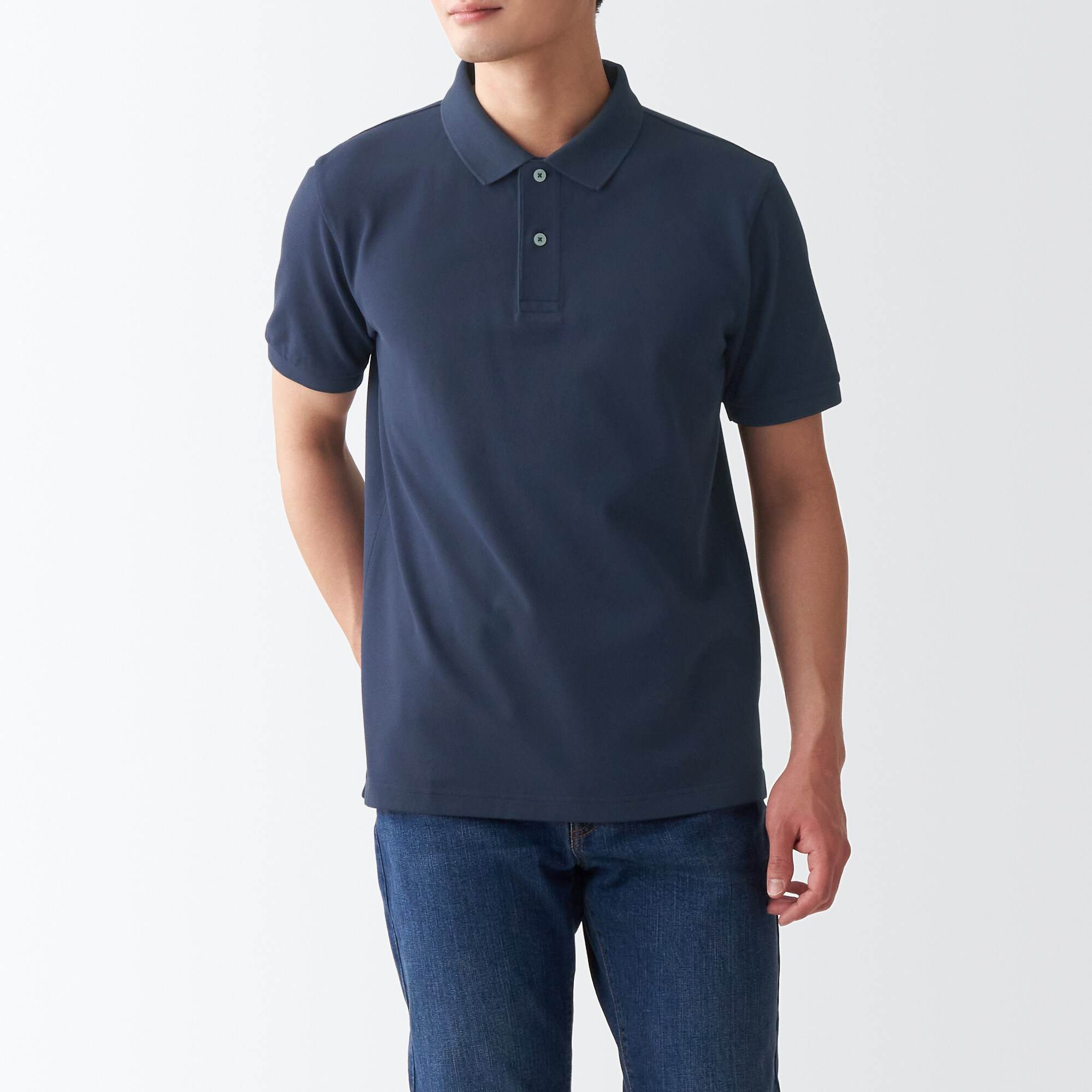 Washed pique polo shirt
