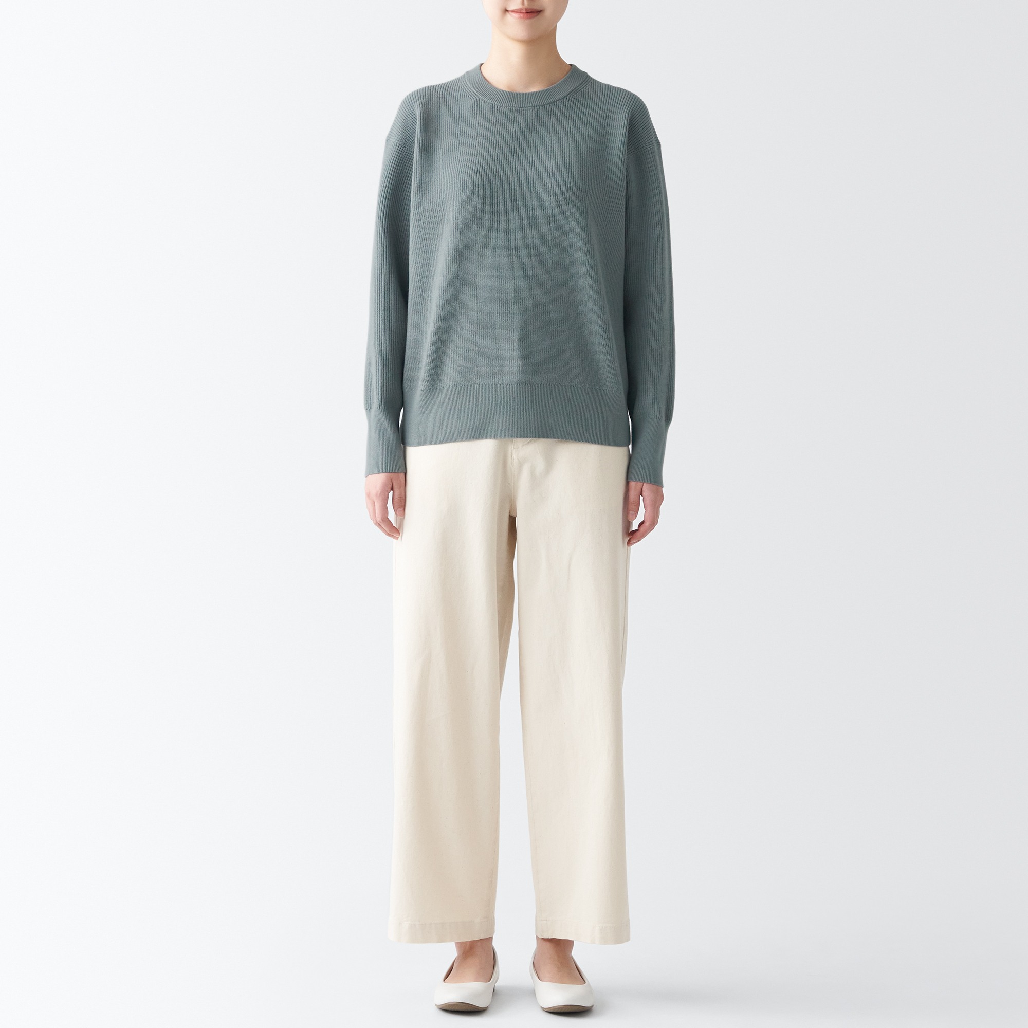 Shape-keeping Ribbed Crew neck sweater