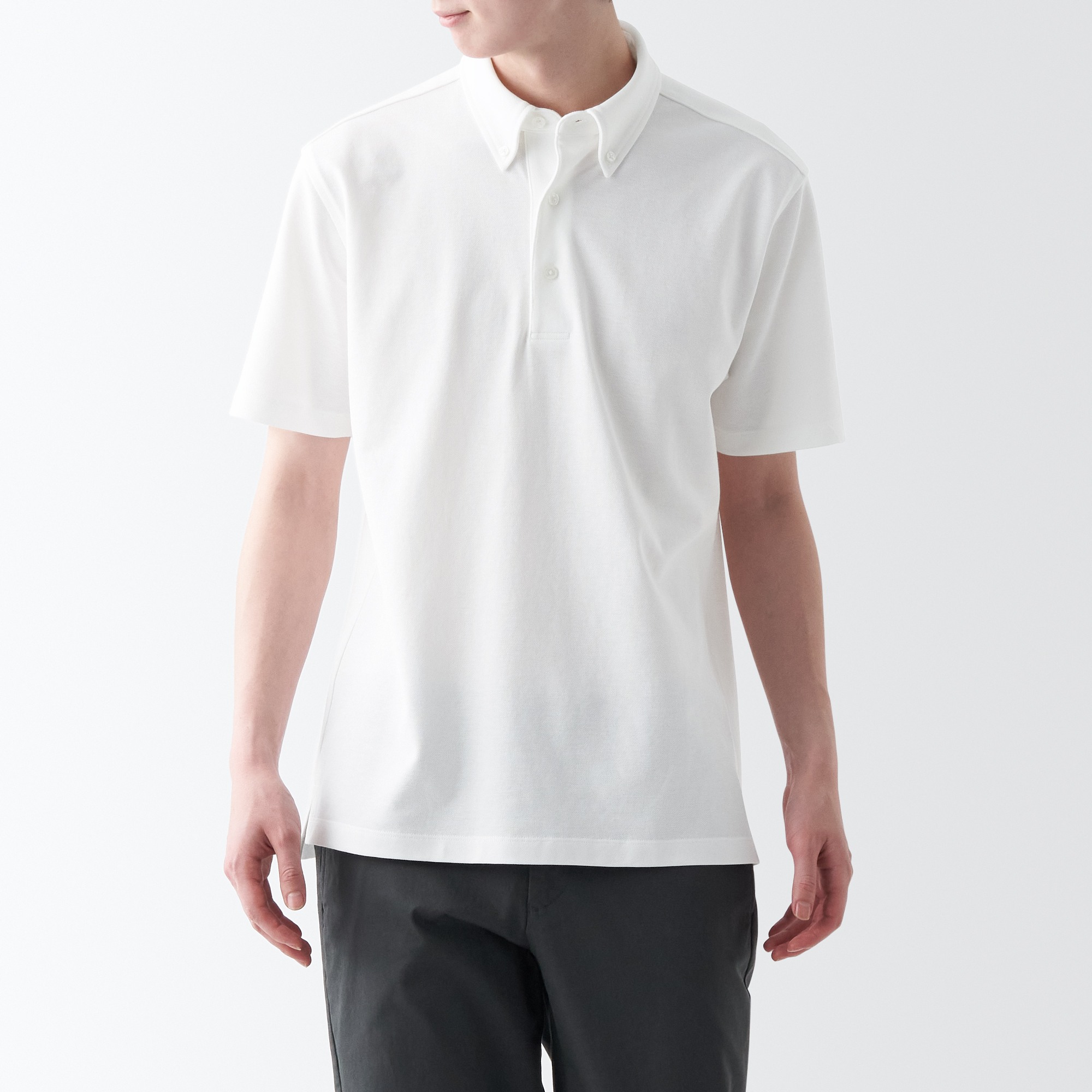 Cool touch pique S/S Button down polo shirt