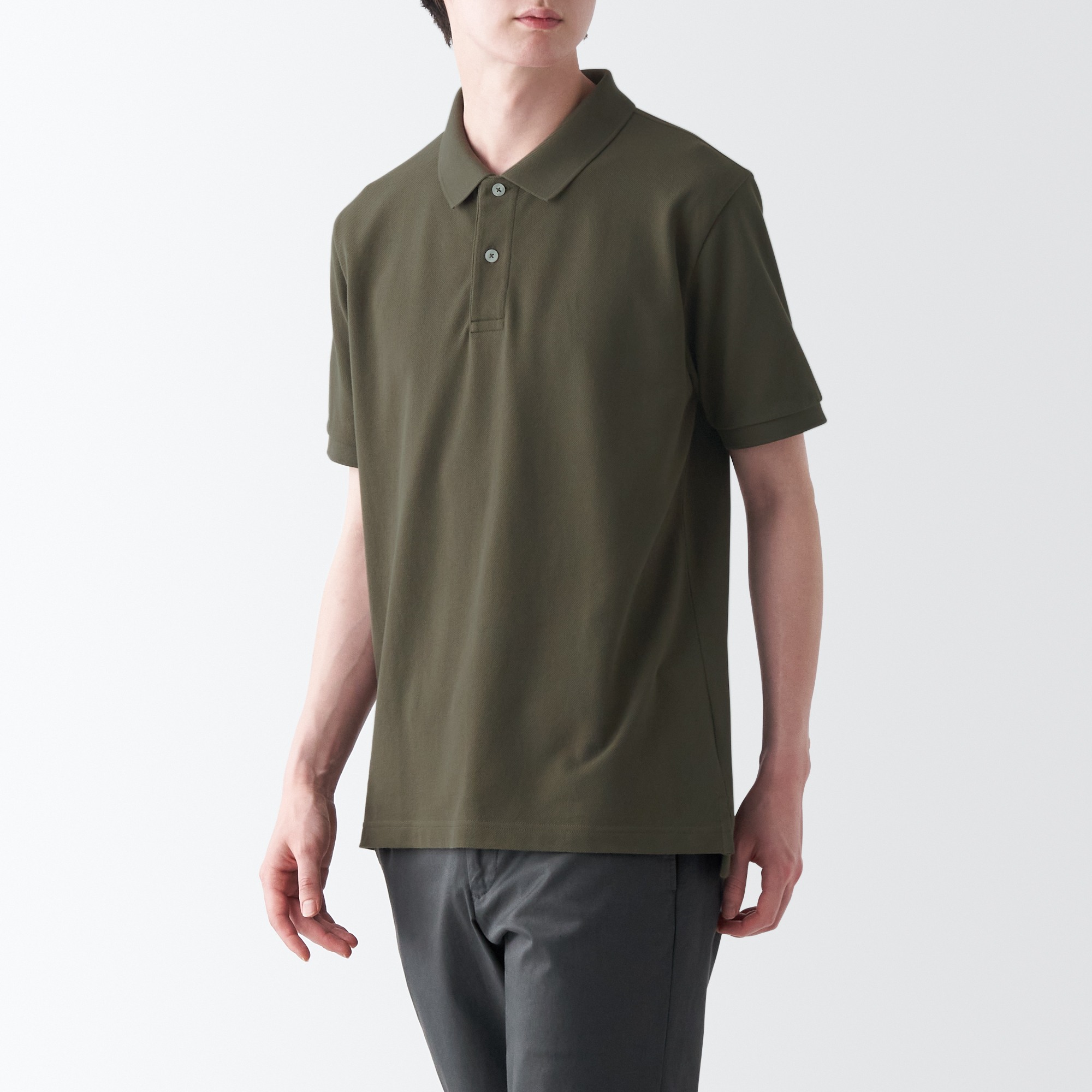 Washed pique S/S polo shirt