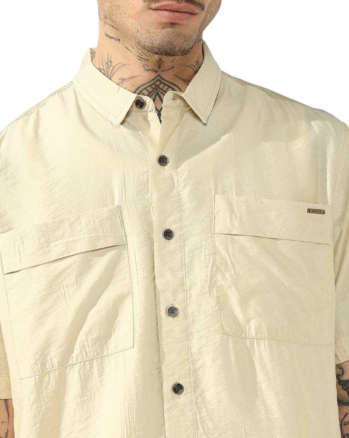 Men's Short Sleeve Dual Patch Pockets Shirt