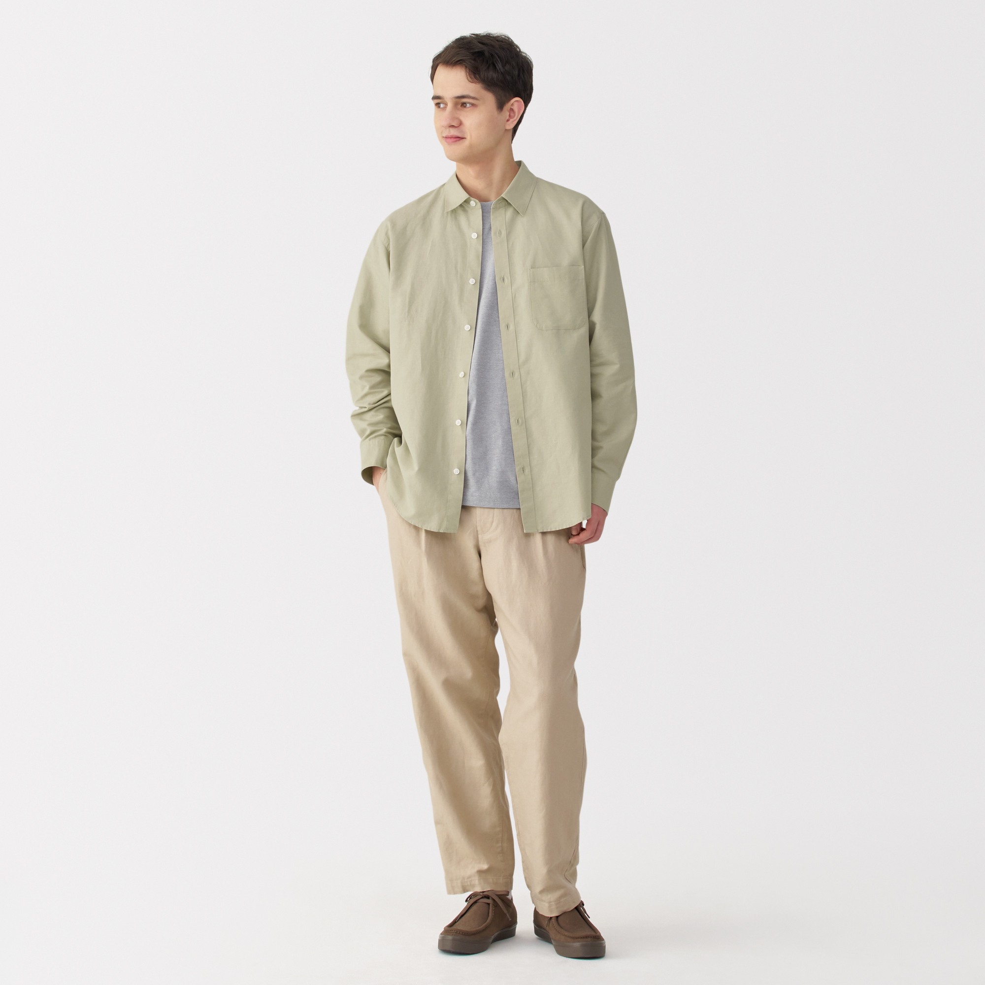 M's Hemp cotton L/Slv shirt