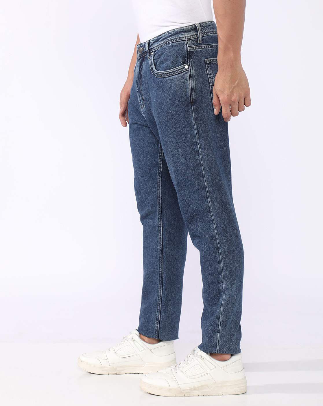 Nico Tapered Fit Mid Rise Light Wash Blue Jeans