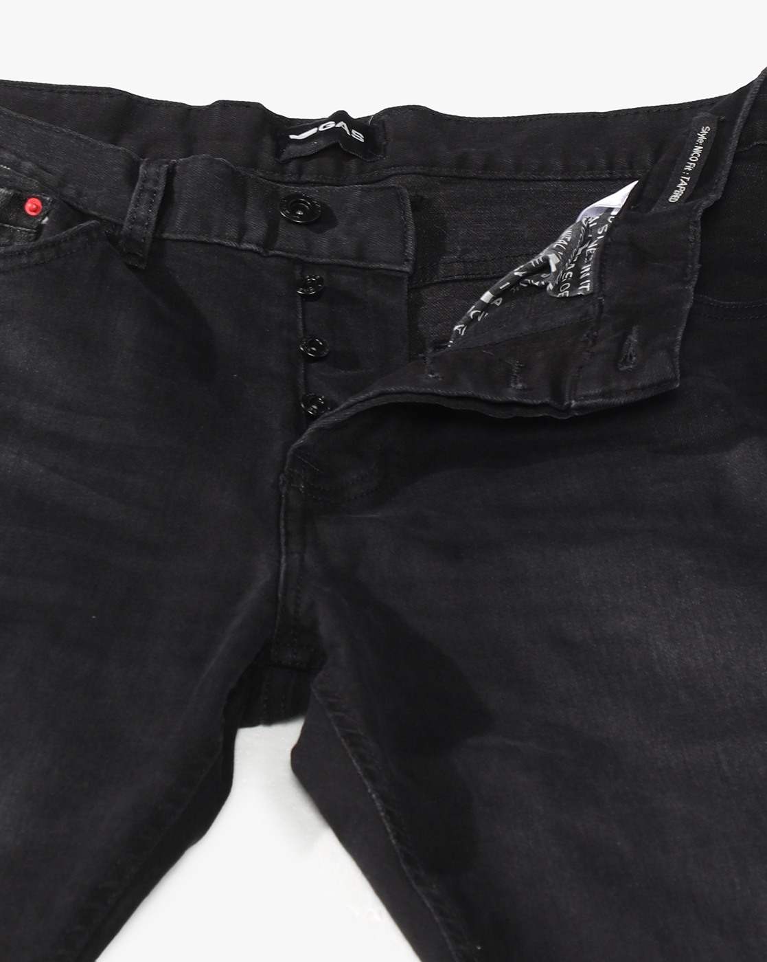 Nico Tapered Fit Mid Rise Heavy Wash Black Jeans