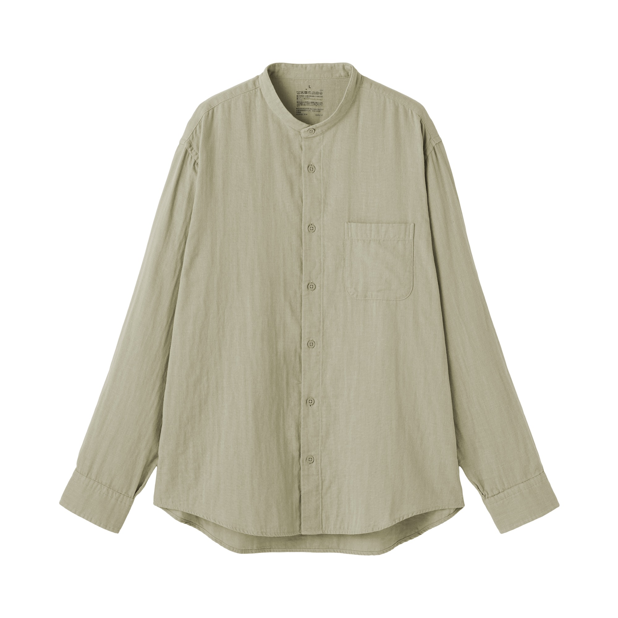 M's Kapok blended double gauze stand collar L/Slv shirt (OS)