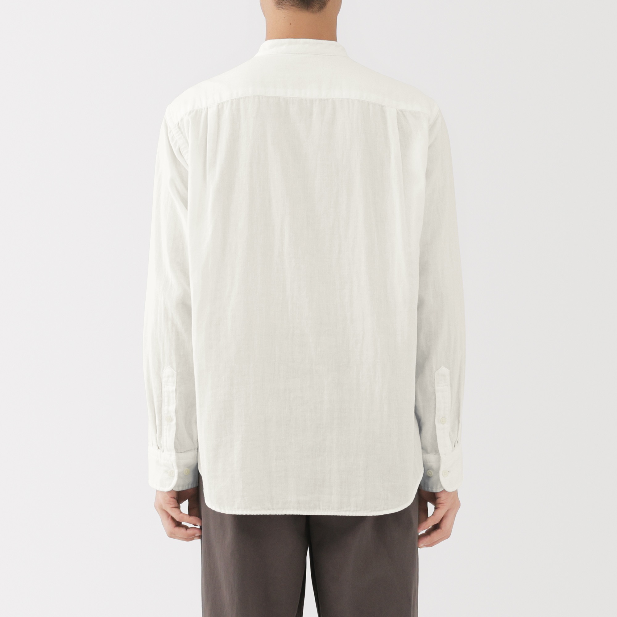 M's Kapok blended double gauze stand collar L/Slv shirt (OS)