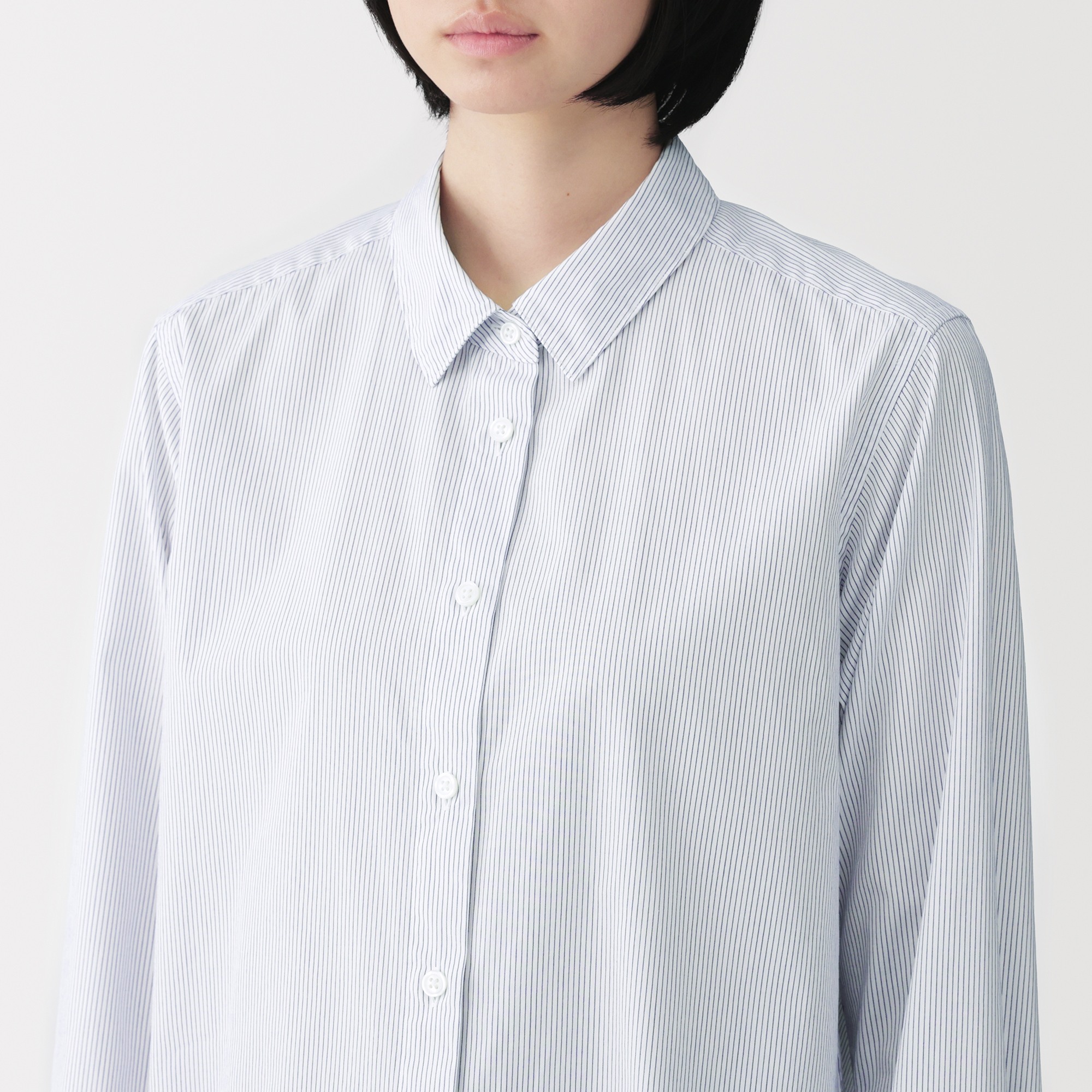 [New]W's washed broadcloth regular collar L/Slv shirt