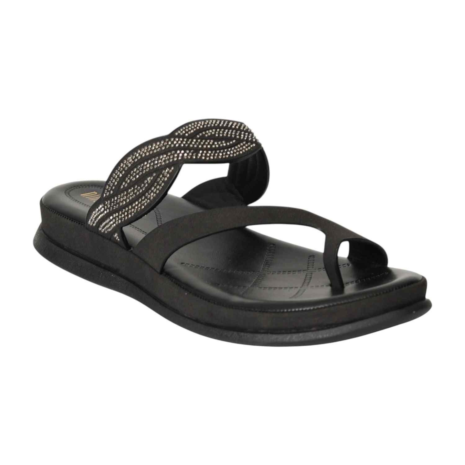 Women Black Gleam Flow Sandals | Centro Shoes & More