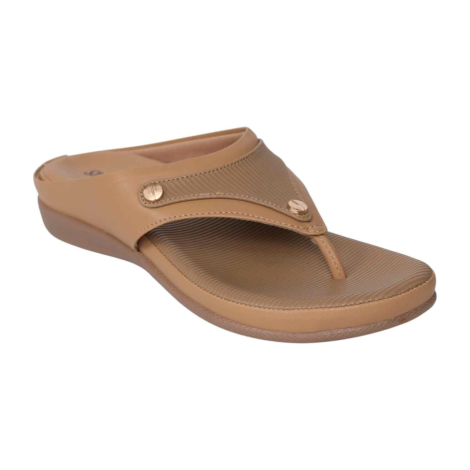 Women Beige Comfort Sandals with Textured Footbed | Centro Shoes & More