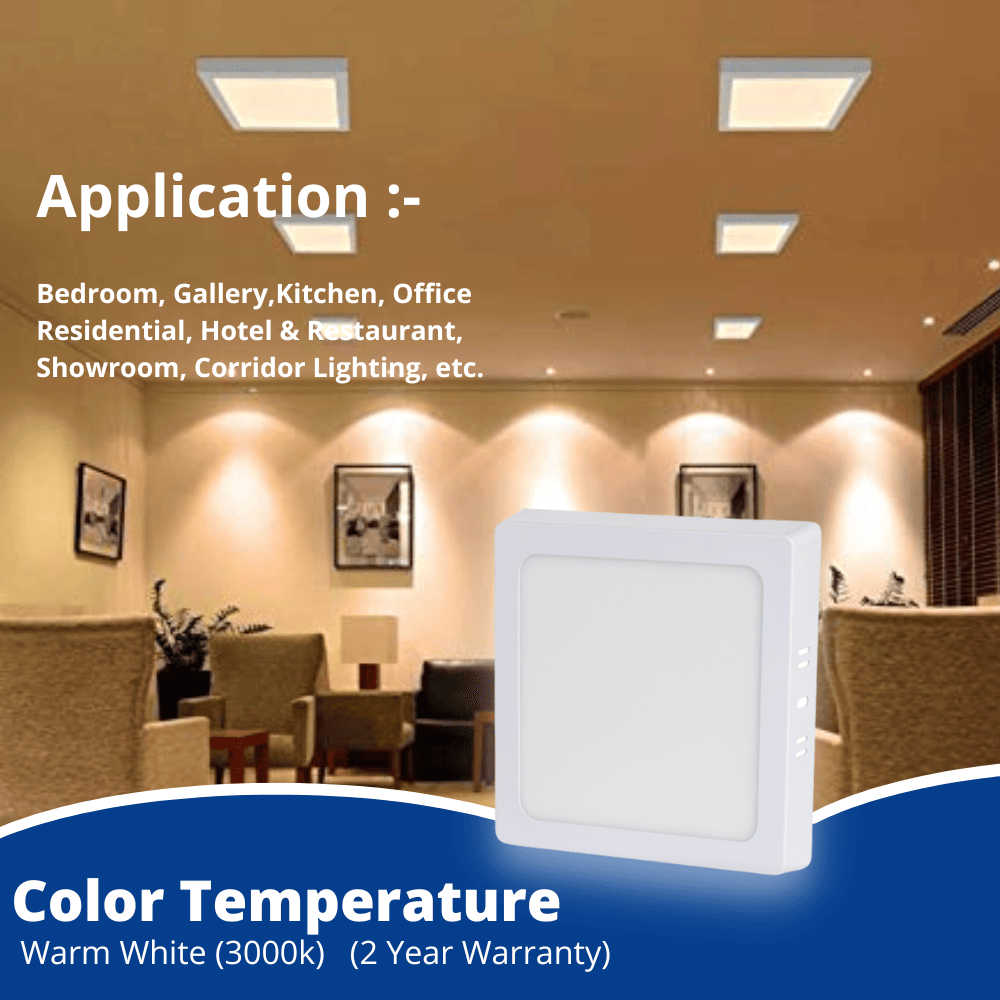 8 Watt Square Surface Led Panel Light for Ceiling(Pack of -5 , Colour- Warm White)