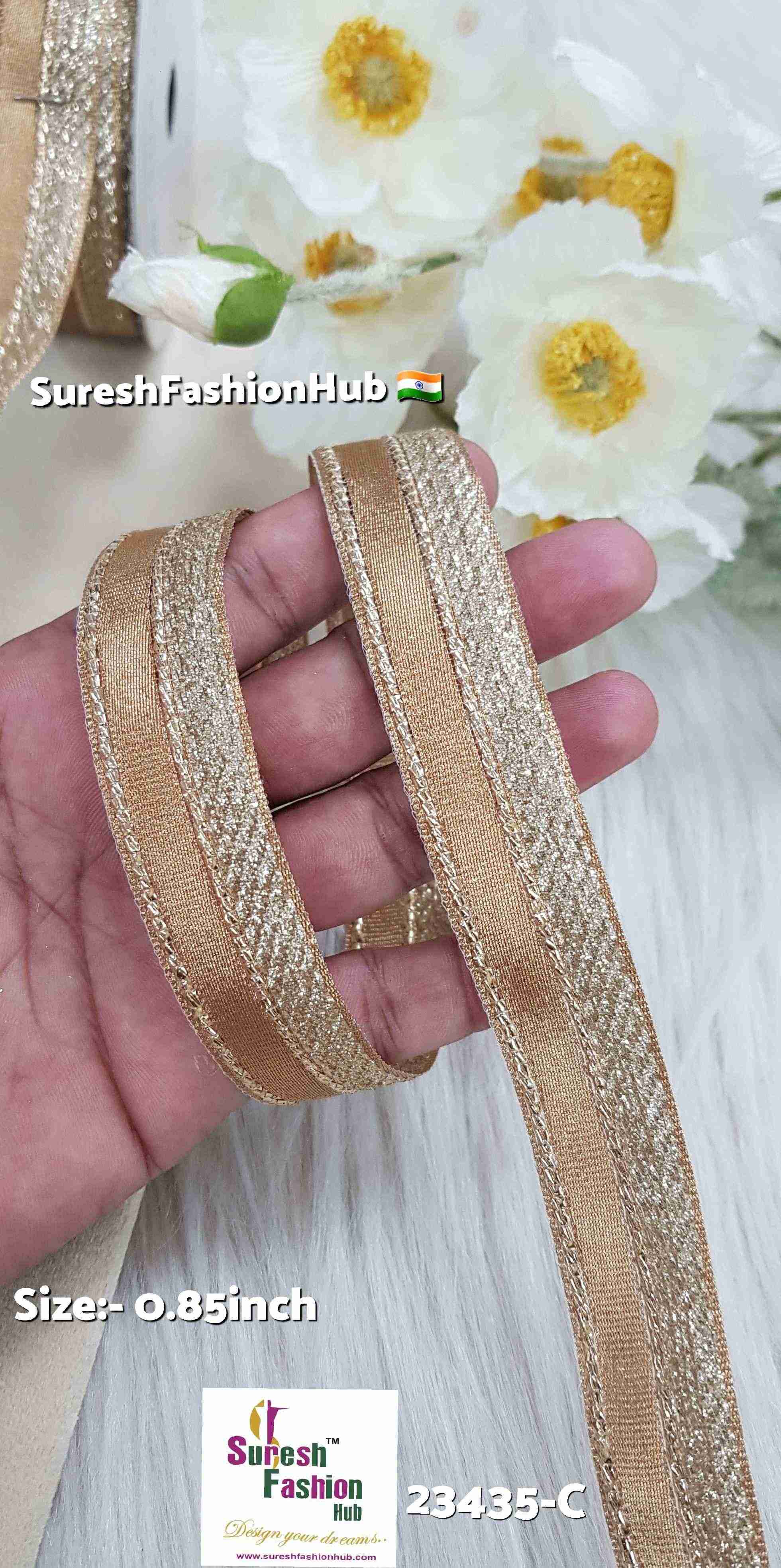 Golden Glitter Jhalar Lace