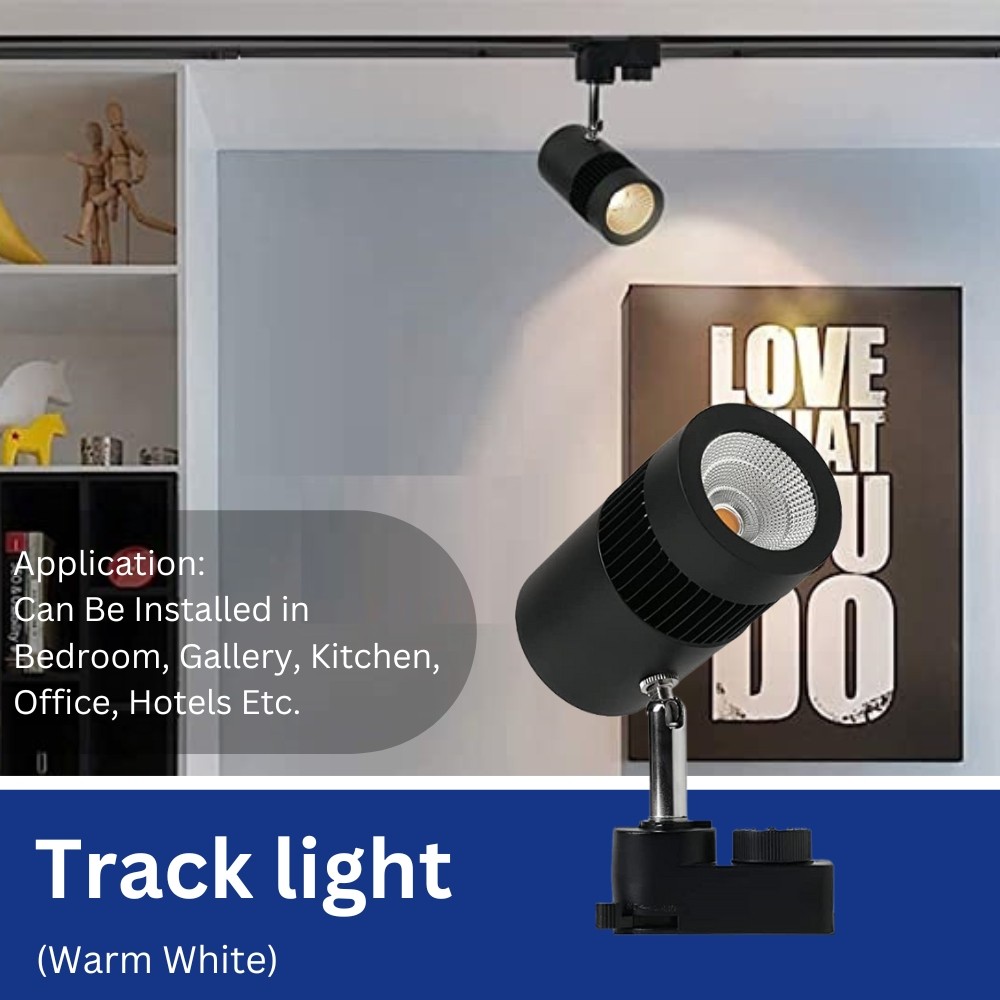 9 Watt LED Warm White Color Black Body Track Light For Focusing Wall Or ...