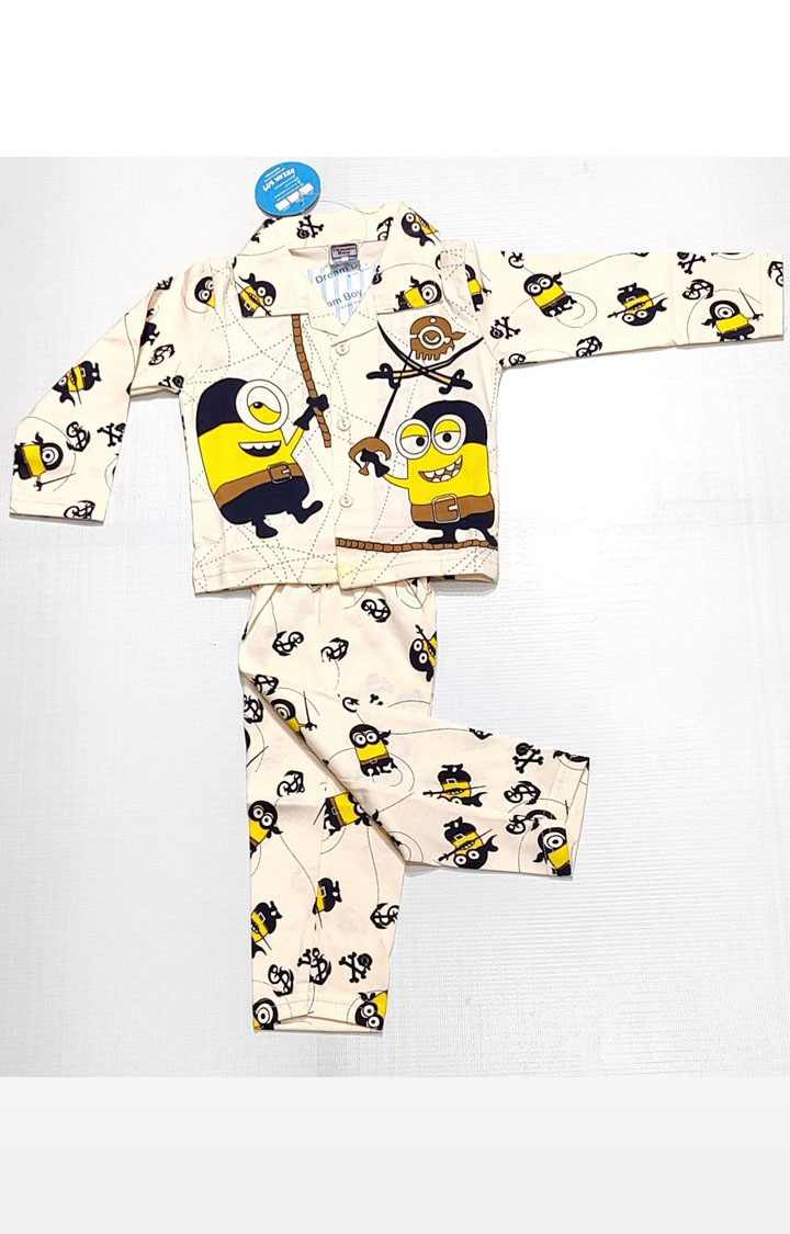 Peach Stylish Minions Printed Top and Pyjama Set