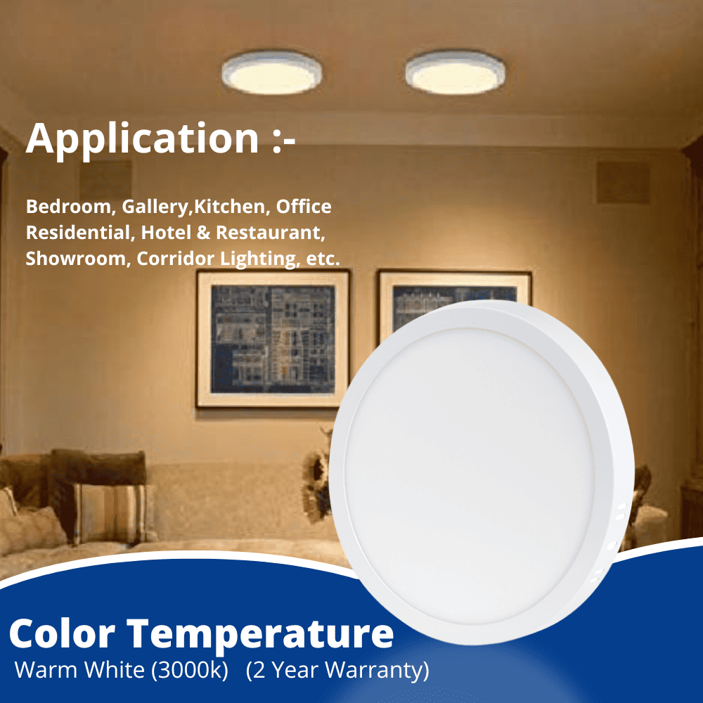 6 Watt Round Surface Led Panel Light for Ceiling(Pack of -2 , Colour ...