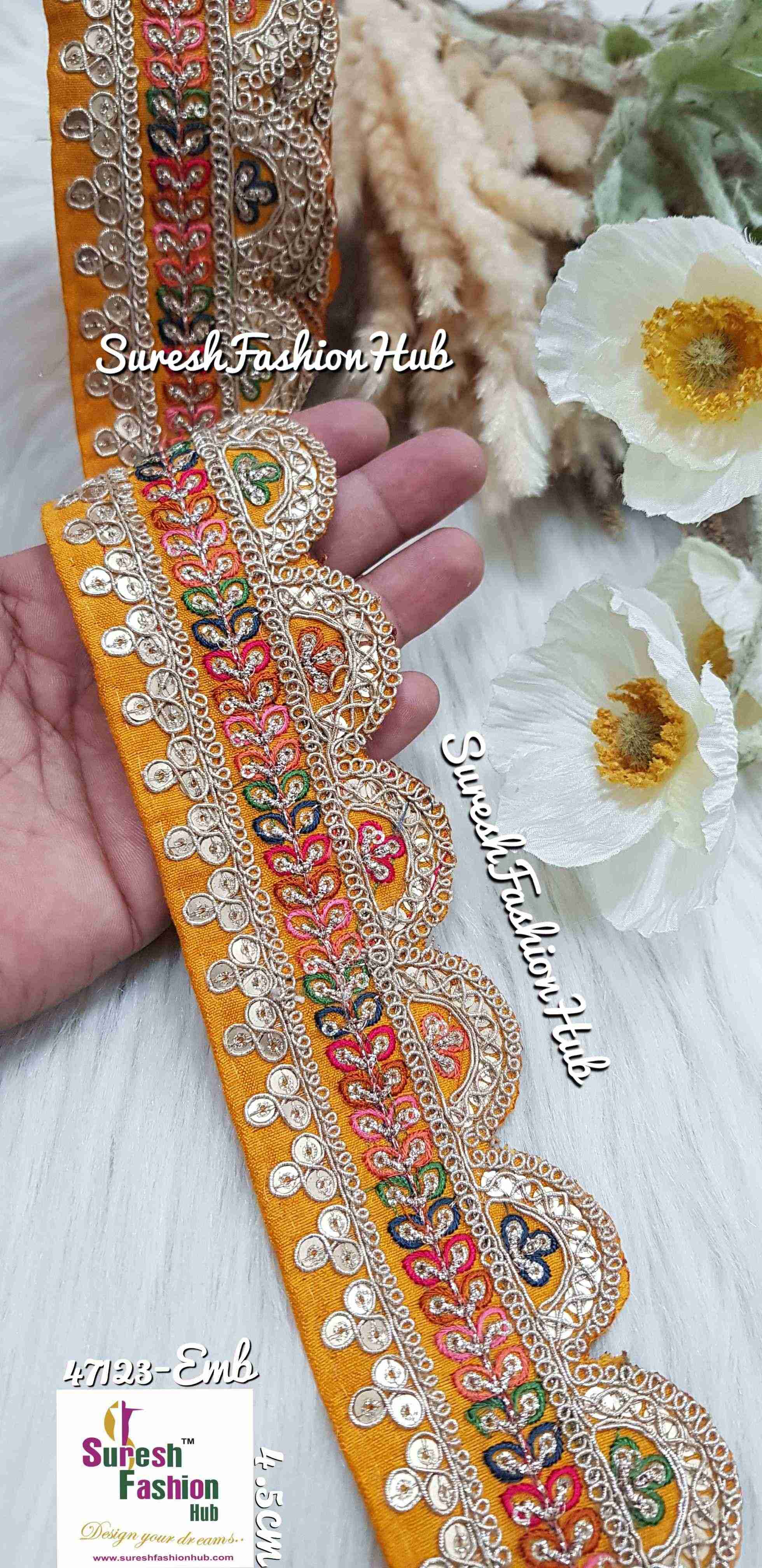 Sabya Sunshine Scalloped Lace (Yellow) - Designer Laces | Suresh ...