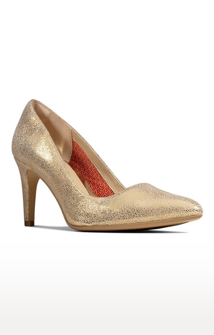 Gold Metallic Leather Stilettos for Women
