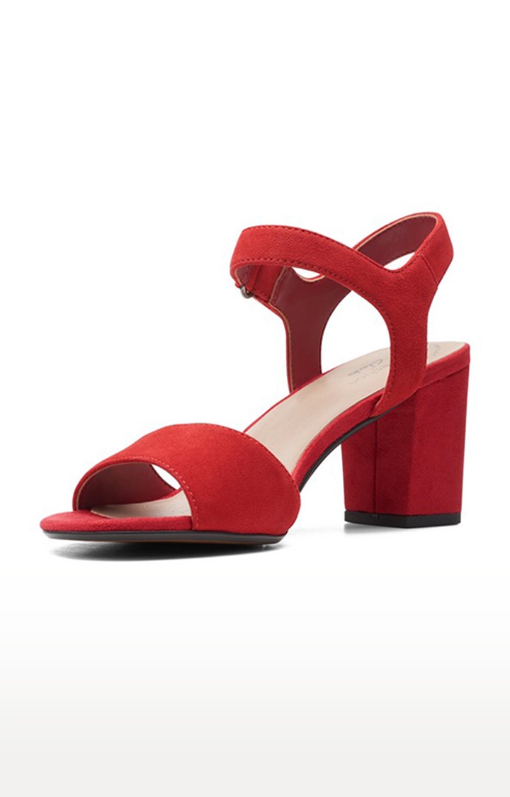 Women's Red Suede Block Heels