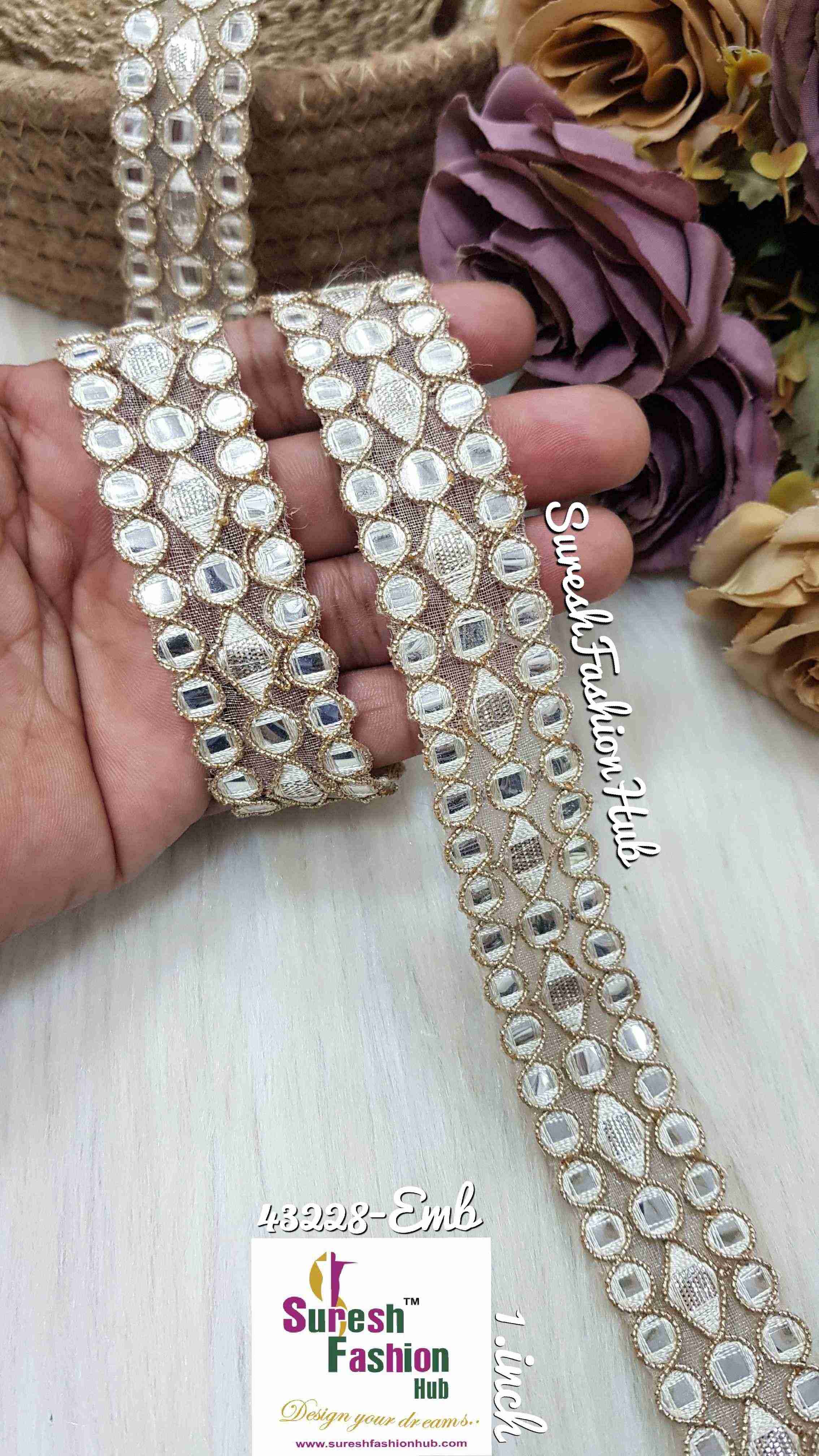 SEO Tag Title: Water Gold Foil Ornamentation Designer Trims - Suresh Fashion Hub India.