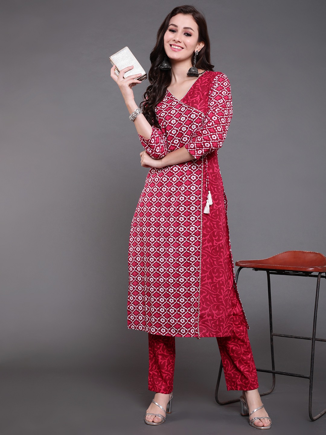 Embellished Angarkha Kurta Bottom Set