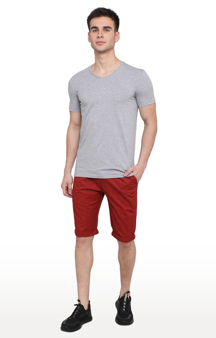 JB-CAP-028/B TANGO RED Men's Red Cotton Solid 3/4ths