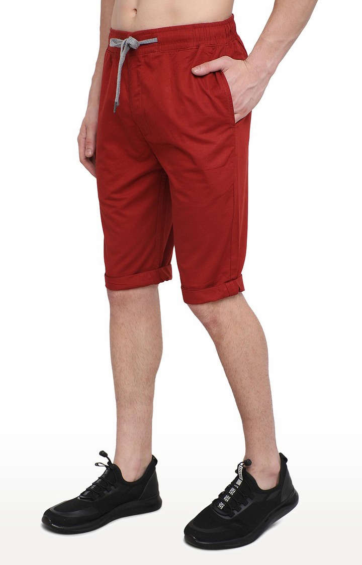 JB-CAP-028/B TANGO RED Men's Red Cotton Solid 3/4ths