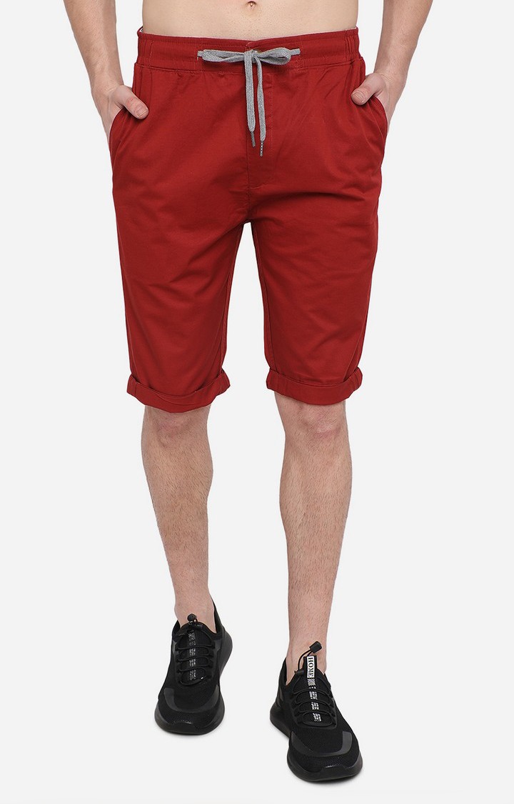 JB-CAP-028/B TANGO RED Men's Red Cotton Solid 3/4ths