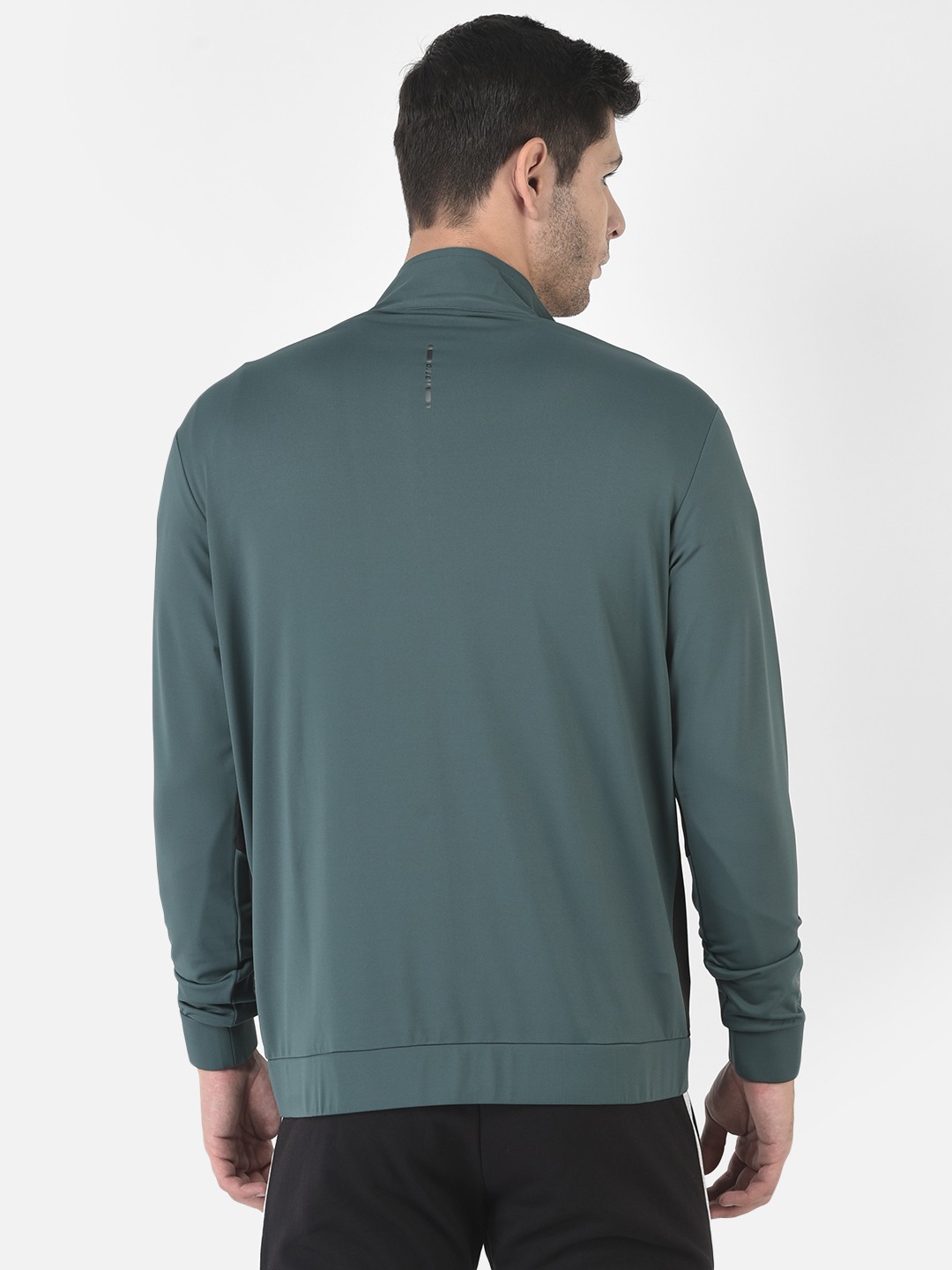 Men's Green Polyester Solid Activewear Jacket