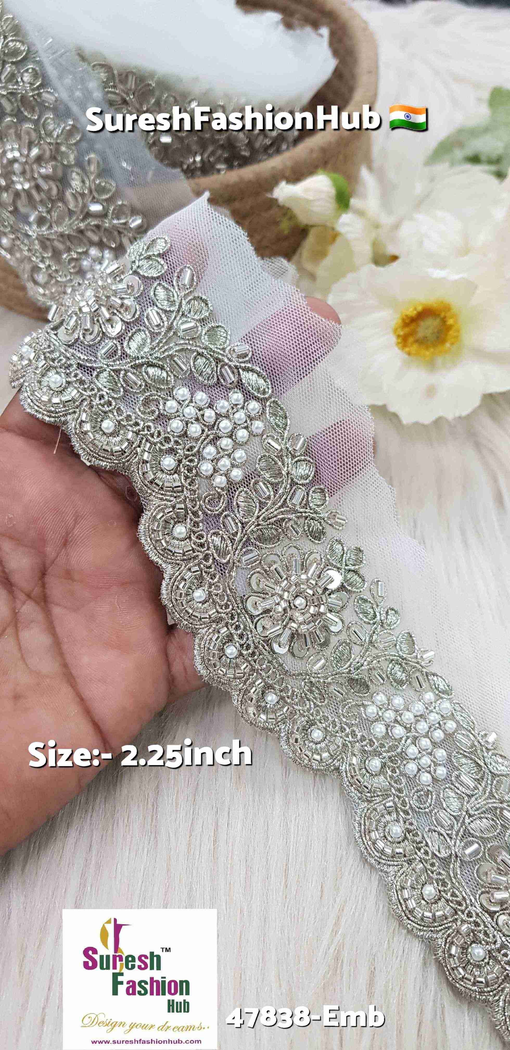 WaterGold Floral Scalloped Embroidery Lace
