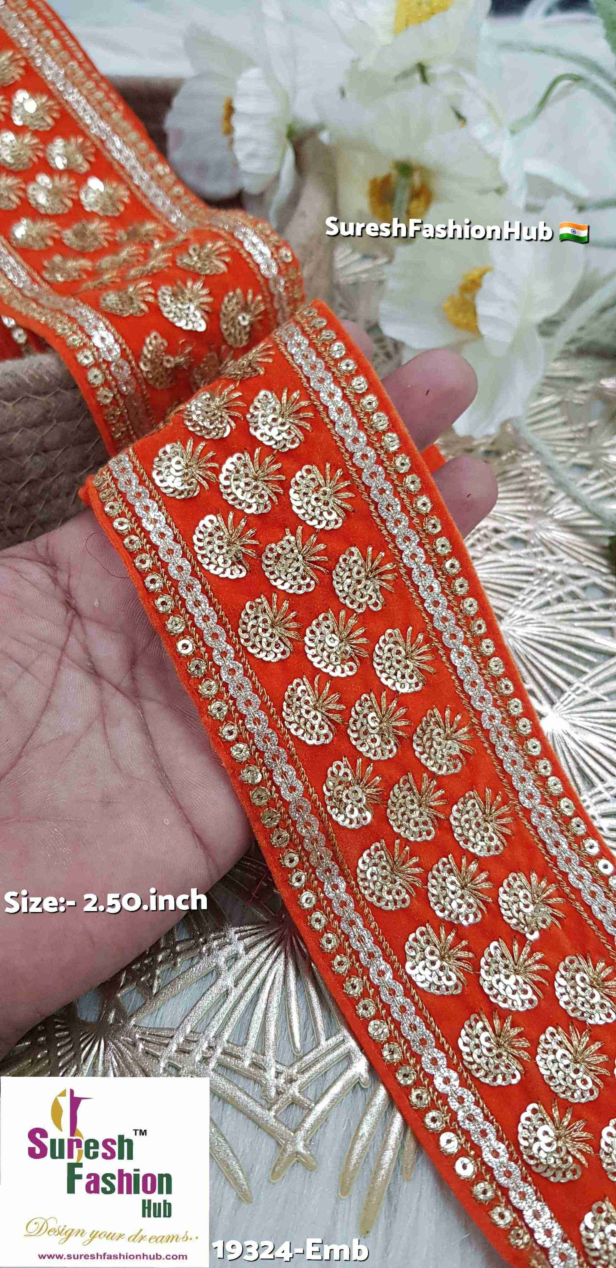 Orange Velvet Opulence Embroidered Lace*