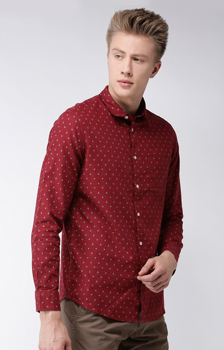 Men's Red Printed Casual Shirts