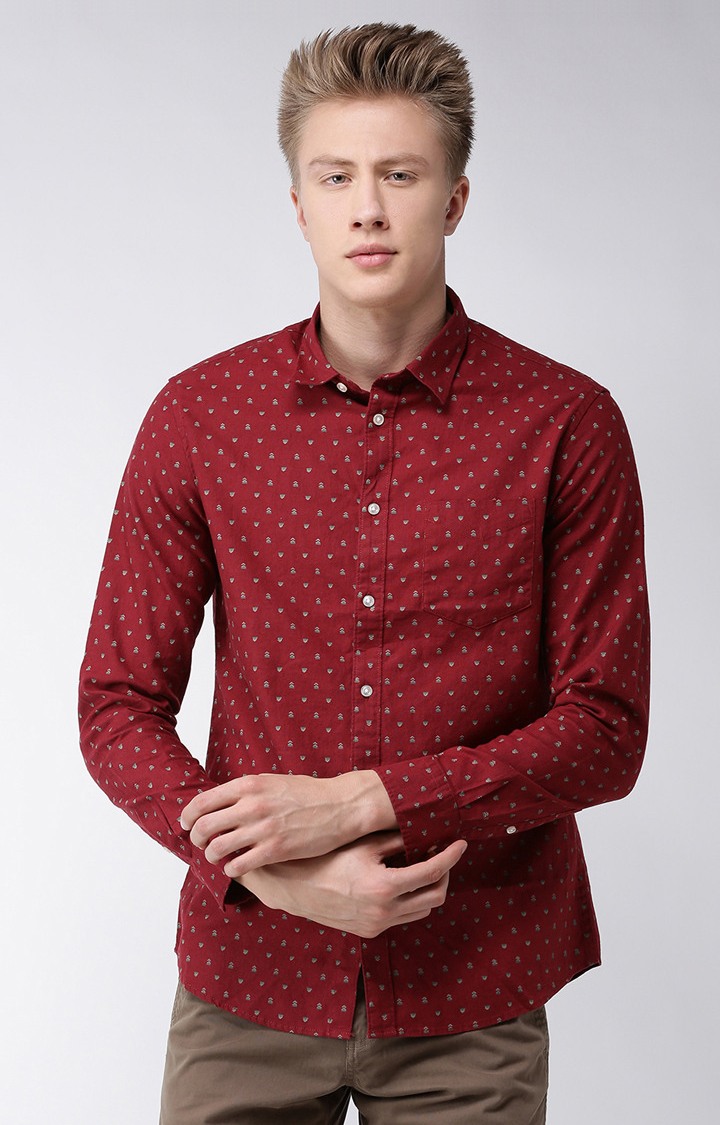 Men's Red Printed Casual Shirts