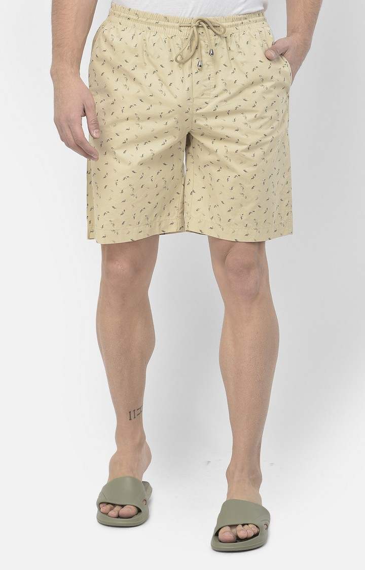 Beige Printed Shorts