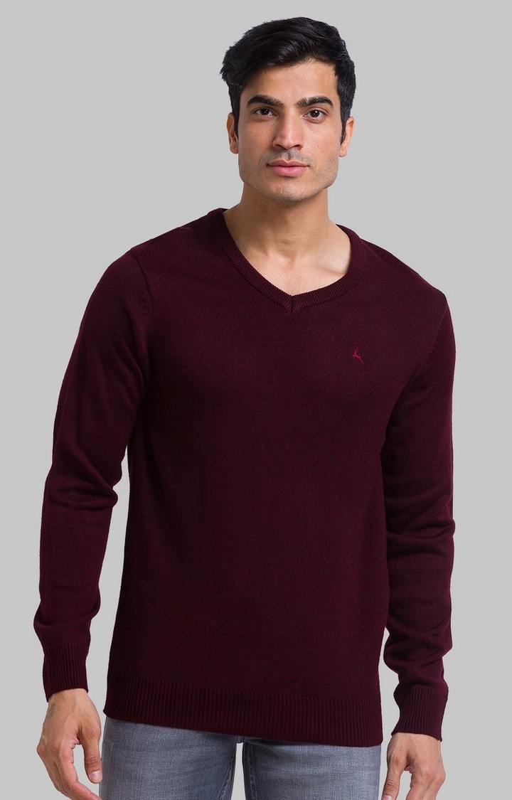 PARX Regular Fit Red Sweater For Men