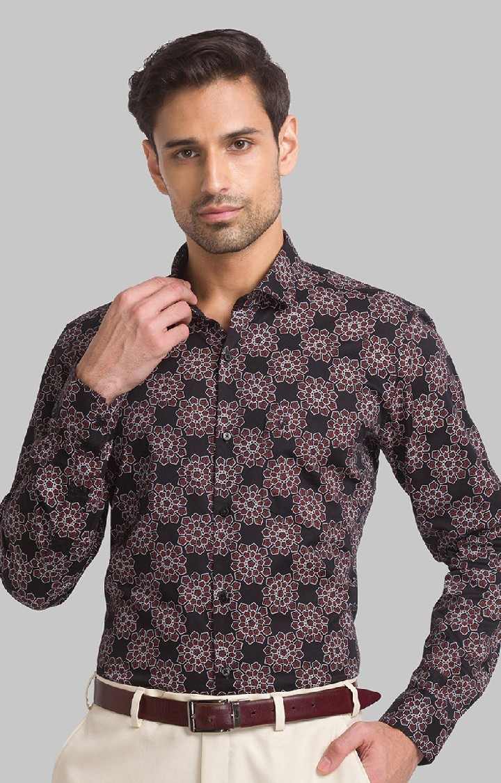 Raymond Red Print Contemporary Fit Casual Shirts For Men