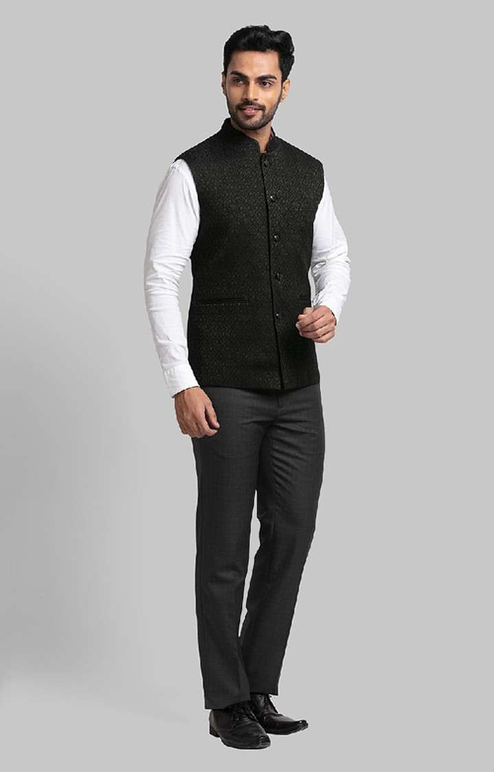 Raymond Contemporary Fit Green Waistcoat For Men