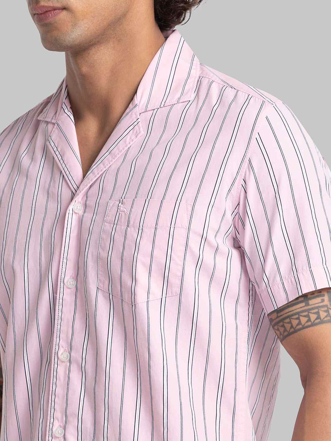Parx Resort Fit Light Red Formal Shirt For Men
